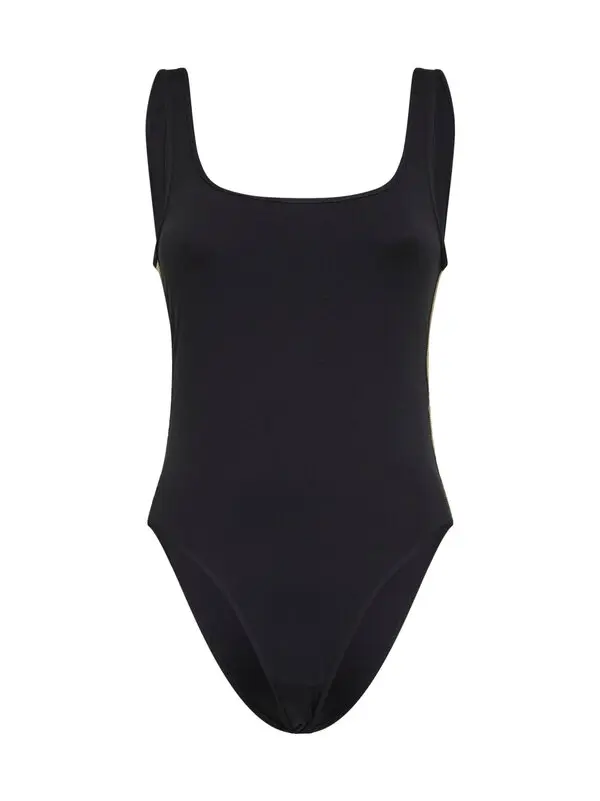 Burberry Black Lycra Swimsuit With Check Trims - Multicolor