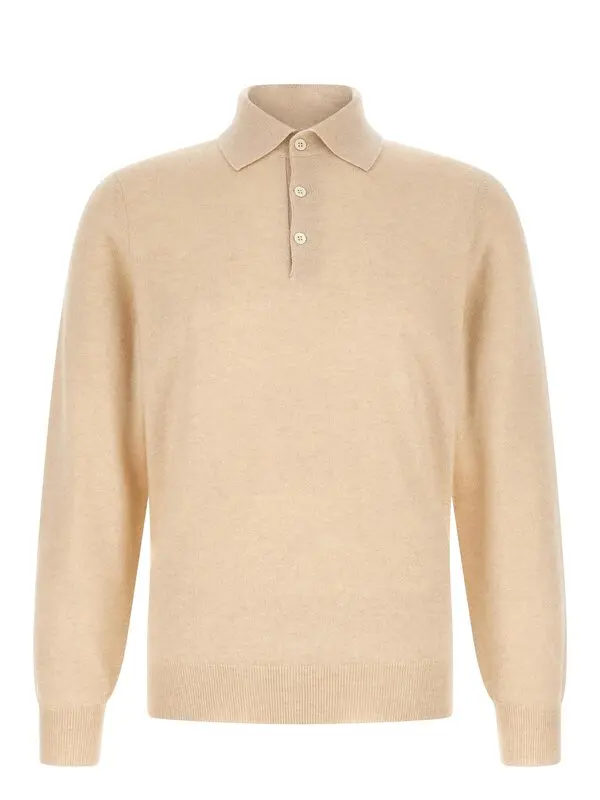 Brunello Cucinelli Cashmere Knit Polo Shirt - Cream