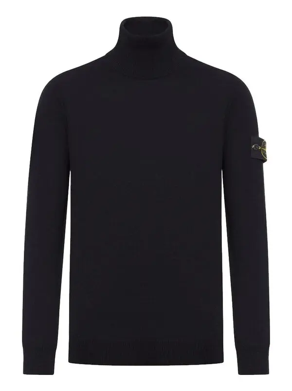 Stone Island Compass Logo Turtleneck Sweater - Black