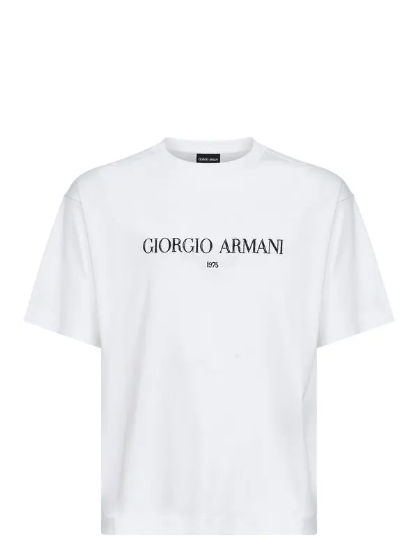 Giorgio Armani Ivory Cotton Interlock Jersey T-shirt - Multicolor
