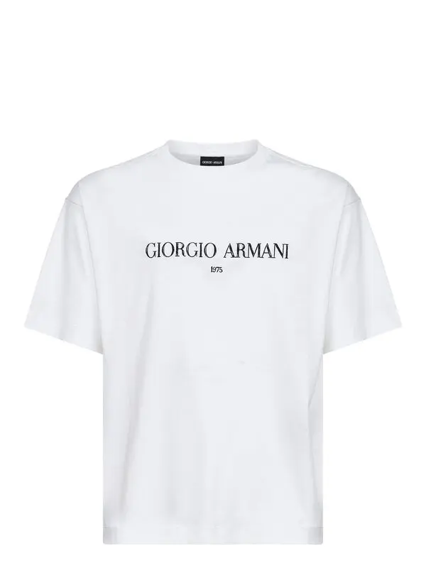 Giorgio Armani Ivory Cotton Interlock Jersey T-shirt - Multicolor