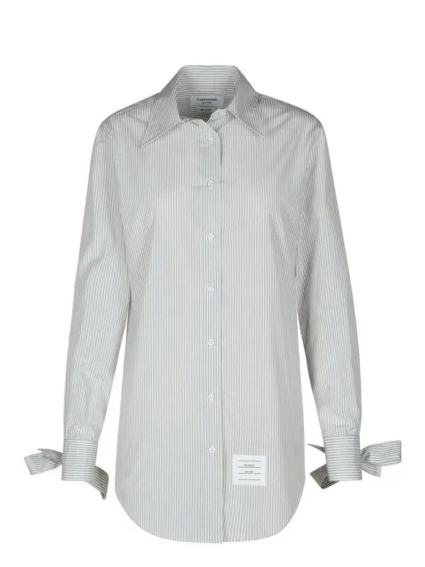 Thom Browne Long Silk Blend Shirt - Gray