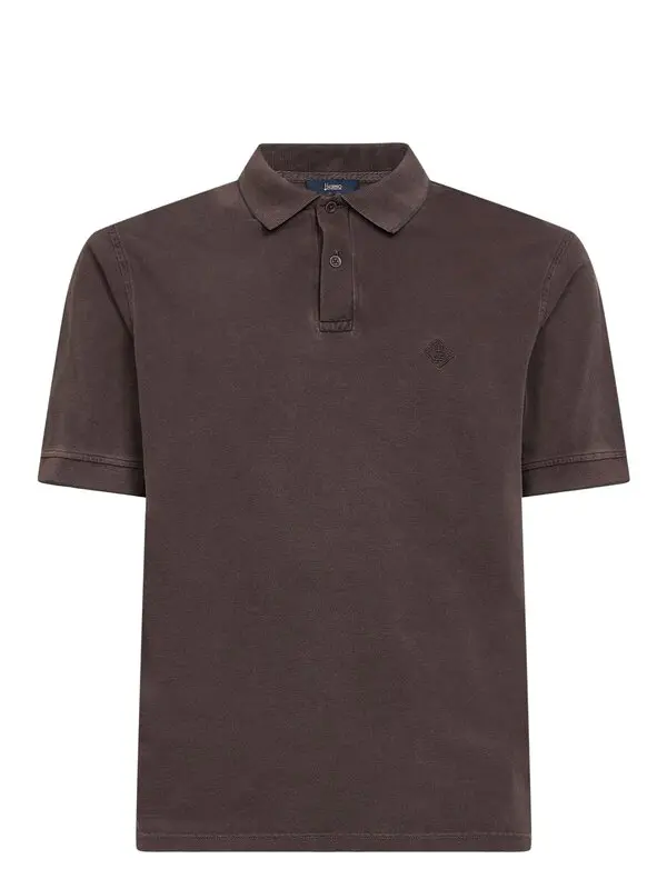 Herno Dark Brown Cotton Pique Logo Polo Shirt - Multicolor