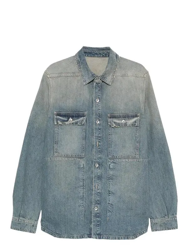 Rick Owens Washed Indigo Denim Jacket - Blue