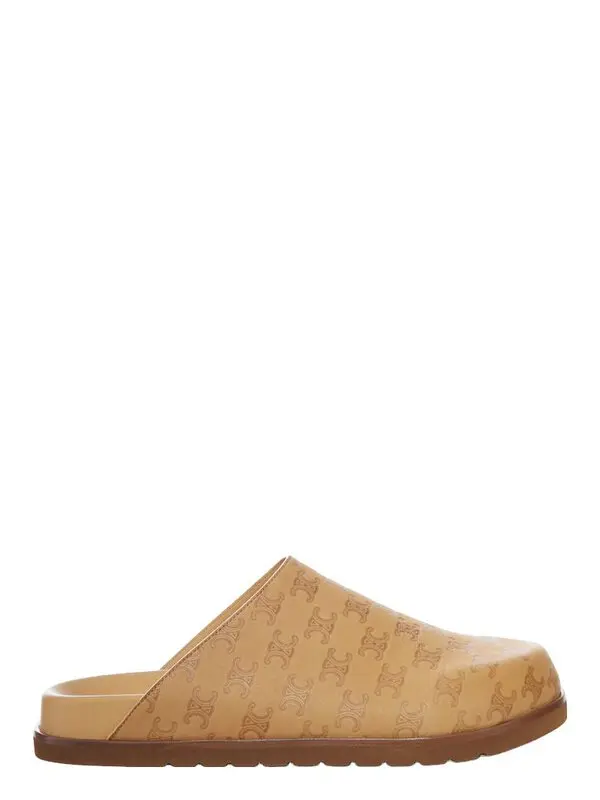 Celine Leather Clogs With Monogram Pattern - Cream