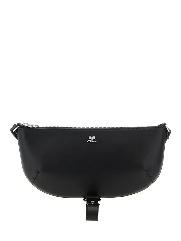 COURREGES Holy Eclipse Leather Shoulder Bag - Black