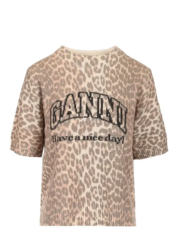 GANNI Leopard Print T-shirt - Multicolor
