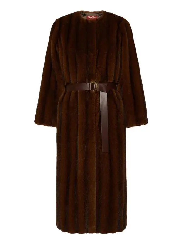 Max Mara Long Coat With A Soft Texture - Multicolor