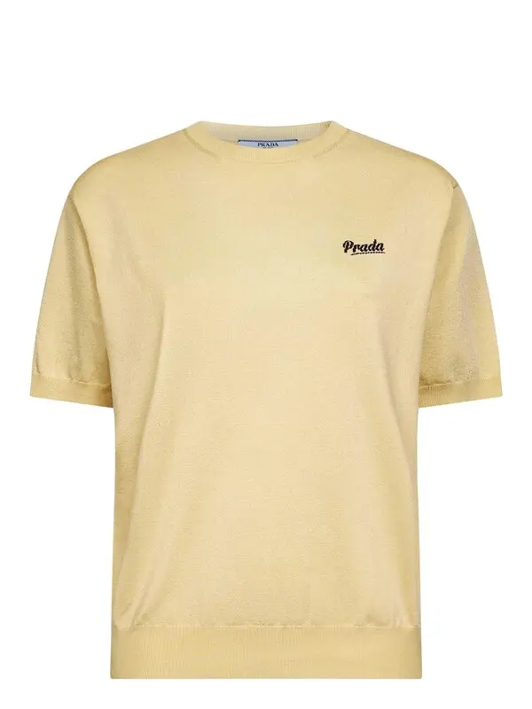 Prada Abbigliamento Cream Cotton And Silk Sweater - Multicolor