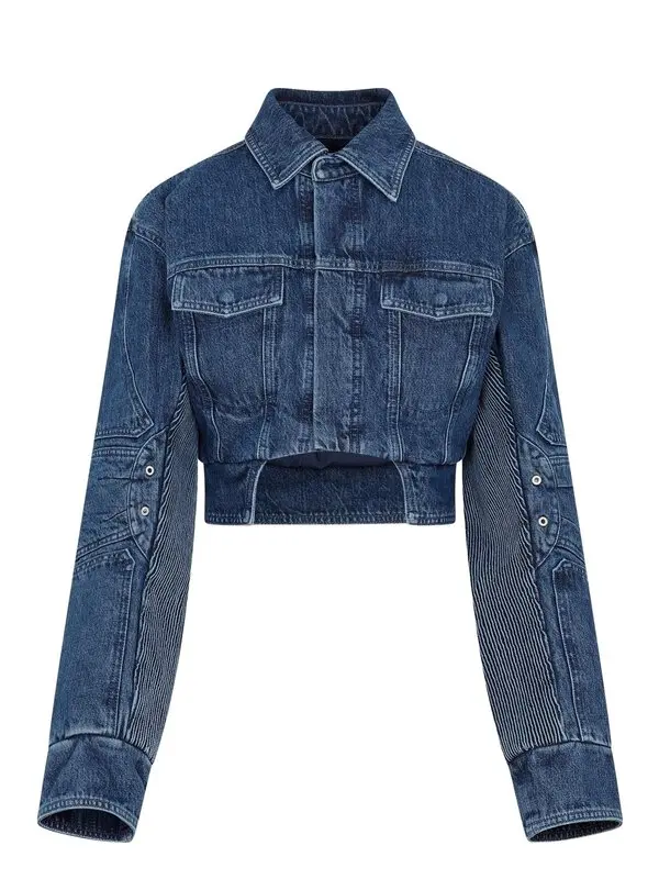 Off-White Motorcycle Hole Crop Jacket - Blue