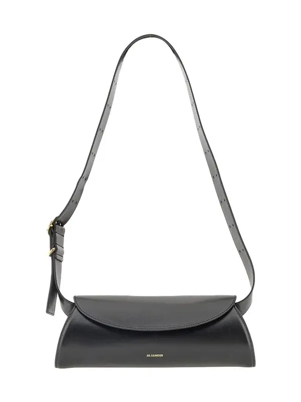 JIL SANDER Small Cannoli Leather Shoulder Bag - Black