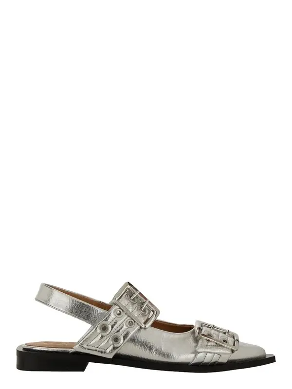 GANNI Ballerina With Buckle - Silver