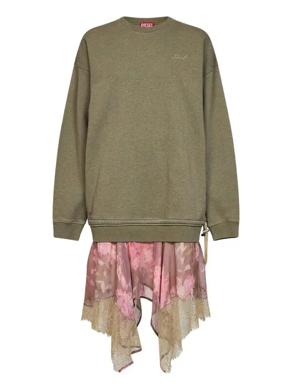 DIESEL® D-orely Sweatshirt Dress With Chiffon Skirt - Multicolor