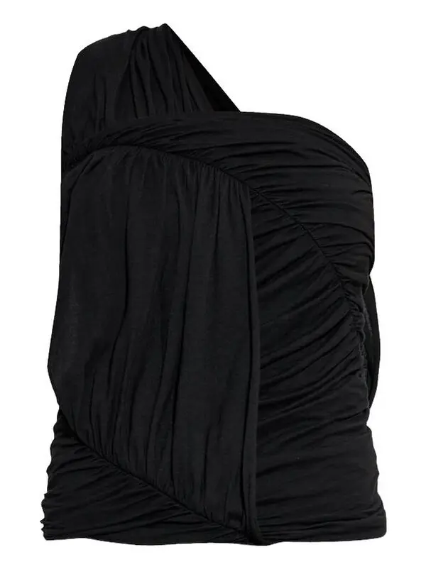 Rick Owens One-shoulder Draped Cotton Top - Black