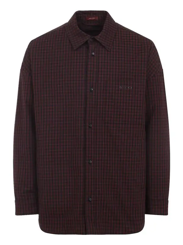 Gucci Macro Vichy Cotton Shirt Jacket - Red