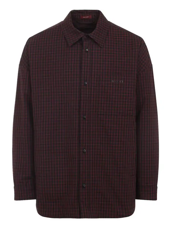 Gucci Macro Vichy Cotton Shirt Jacket - Red
