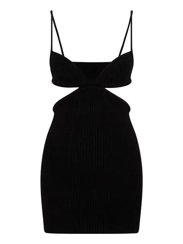 Off-White Cut Out Ribbed Mini Dress - Black