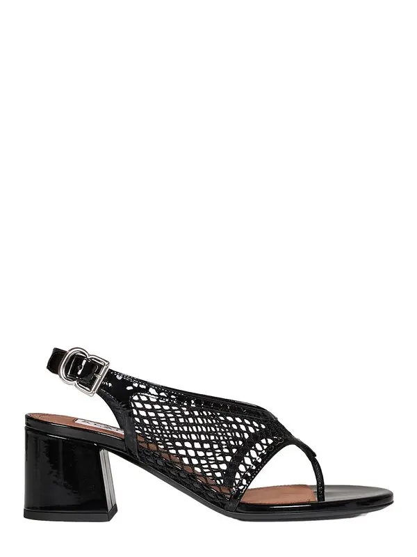 Alaïa Fishnet And Patent Leather Sandals - Multicolor