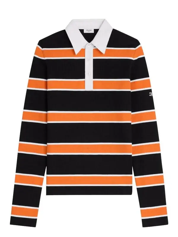 Celine Striped Cotton Jersey Polo - Multicolor