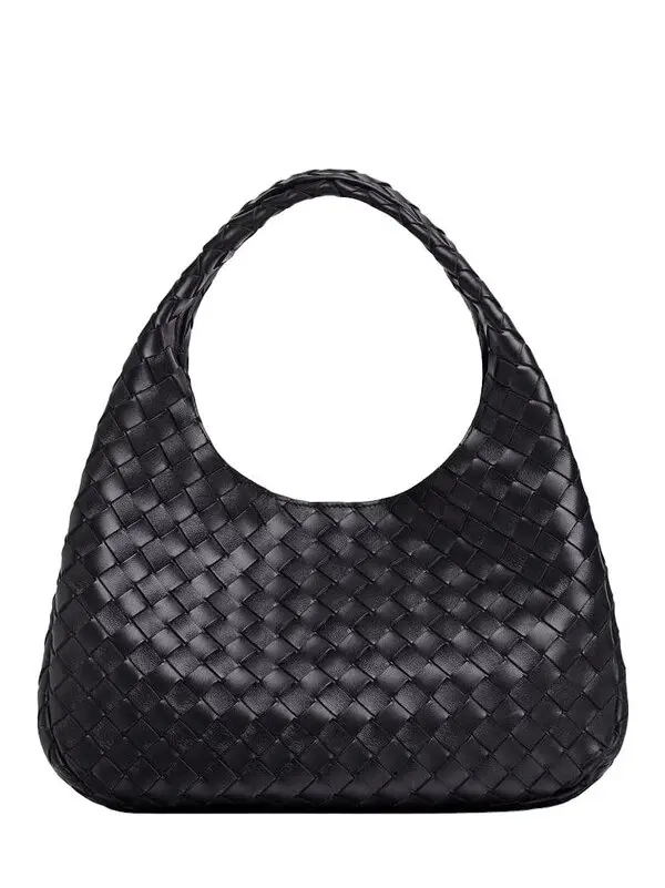 Bottega Veneta Woven Leather Bell Bag - Black