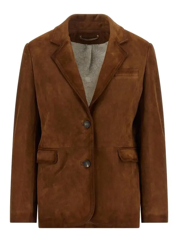 GOLDEN GOOSE Robyn Waxed Suede Single-breasted Jacket - Brown