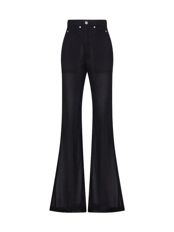 Rick Owens Bolan Bootcut Semi-transparent Pants - Black