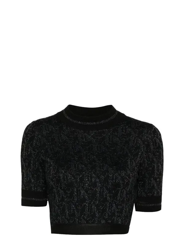 Palm Angels Lurex Monogram Knit Top - Black