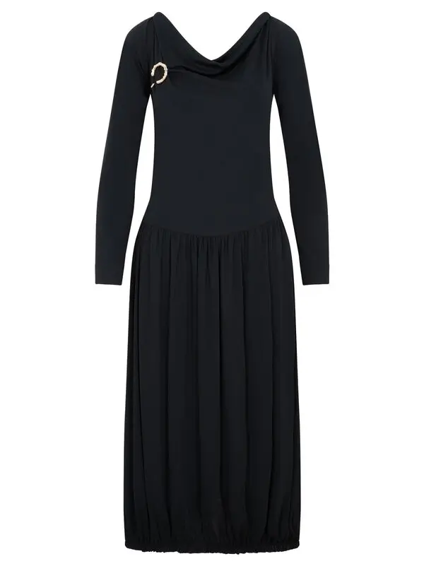 LANVIN Ls Drape Midi Dress - Black