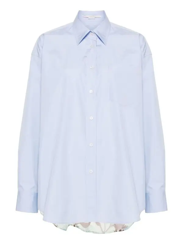 Stella McCartney Oversized Cotton Poplin And Silk Shirt - Blue