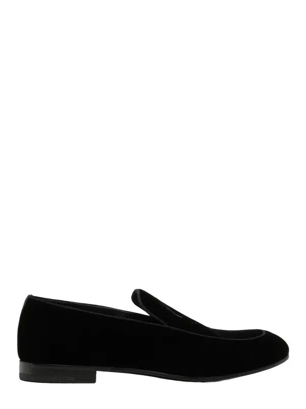 Giorgio Armani Embroidered Logo Velvet Loafers - Multicolor
