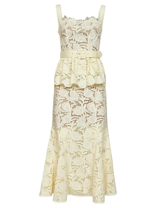 SELF-PORTRAIT Macramé Lace Midi Dress - Multicolor