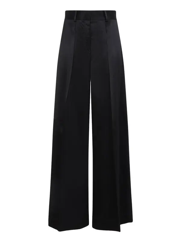 JIL SANDER Wide Leg Viscose Trousers - Black