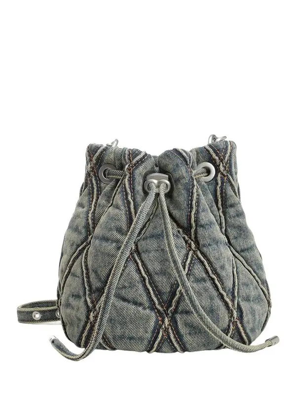 DIESEL® Charm-d Quilted Denim Bucket Bag - Blue