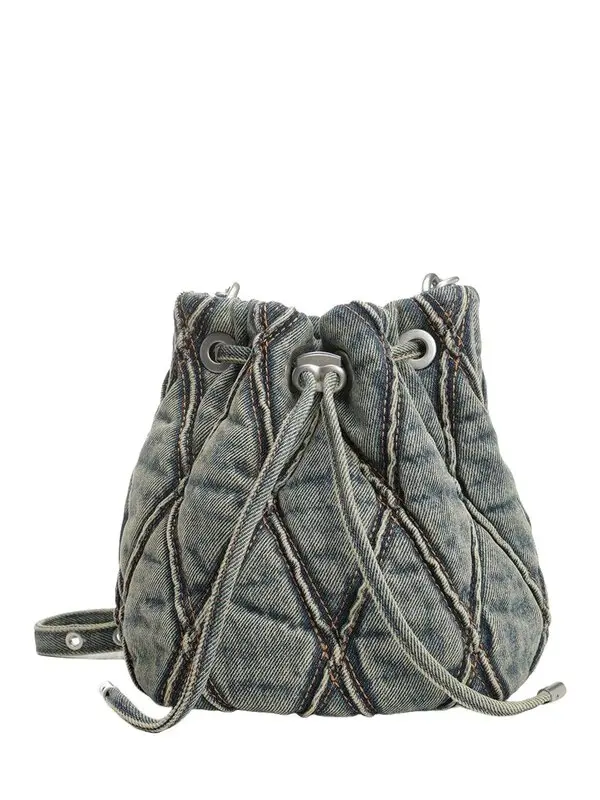DIESEL® Charm-d Quilted Denim Bucket Bag - Blue