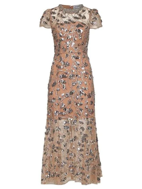 SELF-PORTRAIT Sequin-embellished Tulle Midi Dress - Multicolor