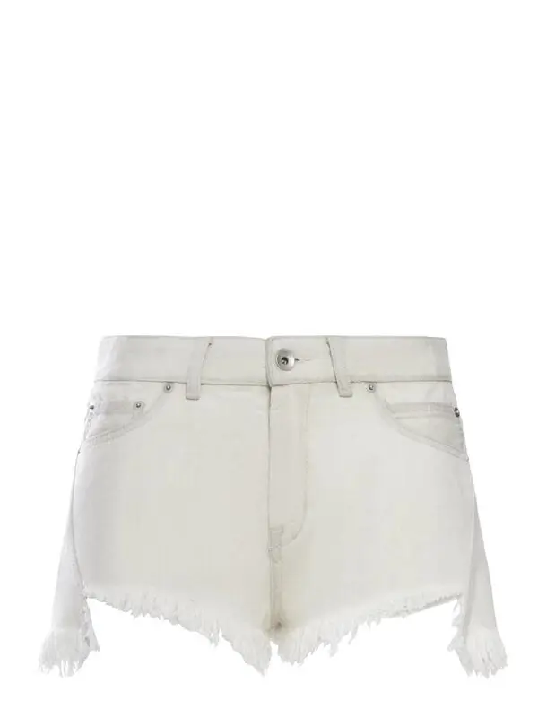 Rick Owens Denim Shorts With Bias Cutoffs - Cream