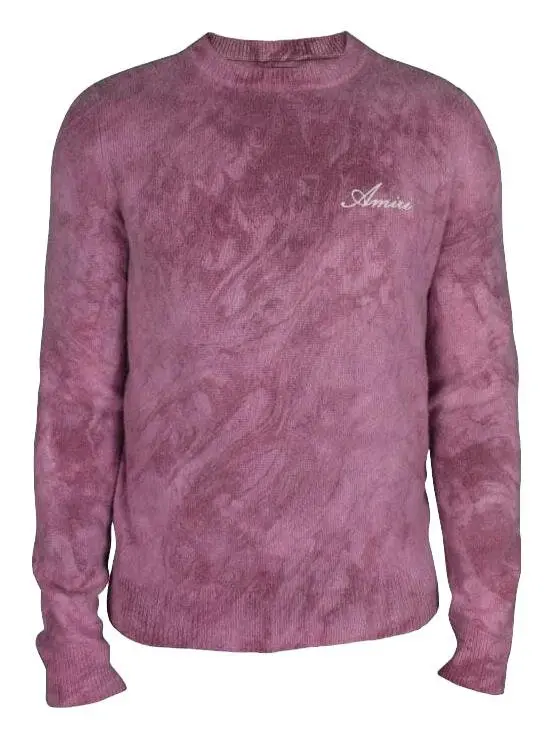 Amiri Cashmere Blend Tie & Dye Crewneck Sweater - Pink