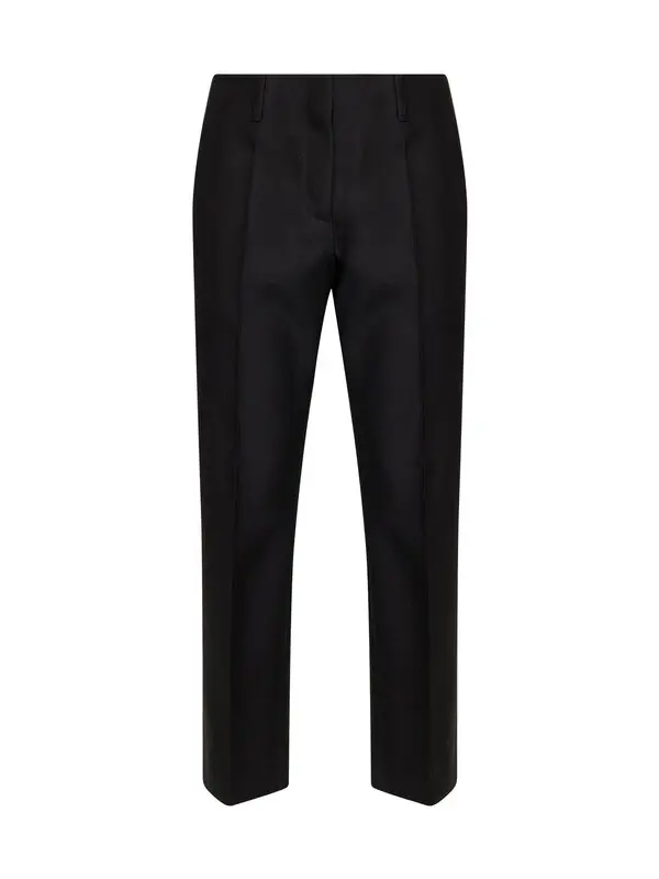 Dries Van Noten Black Rounded Wool Silk Tailored Cropped Trousers - Multicolor