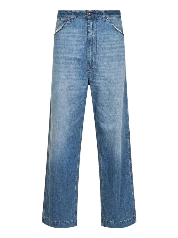 MAISON MARGIELA Medium Vintage Blue Denim Wide-leg Jeans - Multicolor