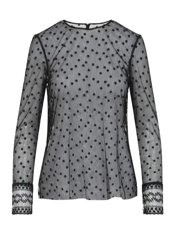 Alberta Ferretti Polka-dot Tulle Top - Black