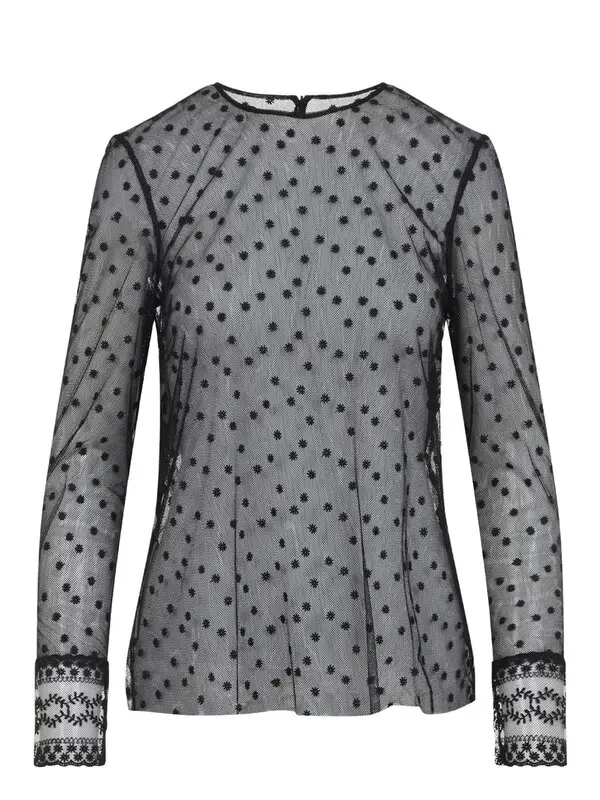 Alberta Ferretti Polka-dot Tulle Top - Black