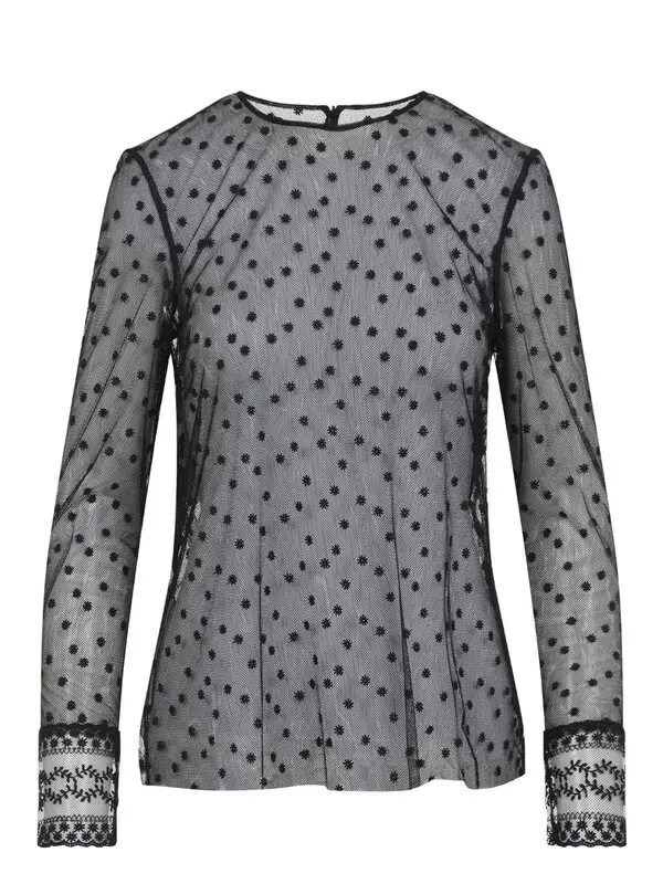 Alberta Ferretti Polka-dot Tulle Top - Black
