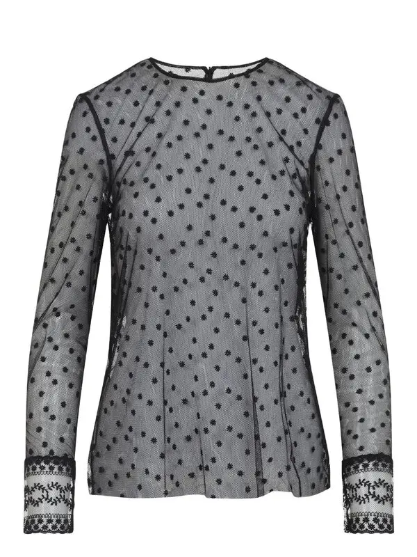 Alberta Ferretti Polka-dot Tulle Top - Black