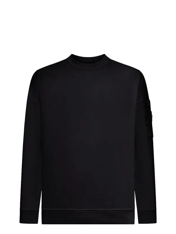 Stone Island Regular Fit Crew Neck Sweatshirt With Seasonal Pocket - Black