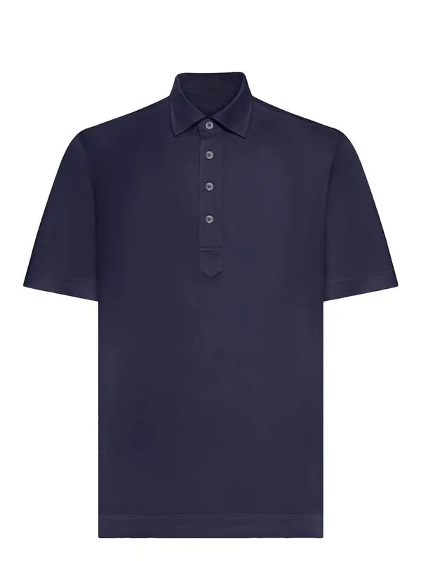 Zegna Silk And Cotton Knitted Polo Shirt - Blue