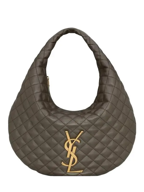 Saint Laurent Calf Leather Shoulder Bag - Gray