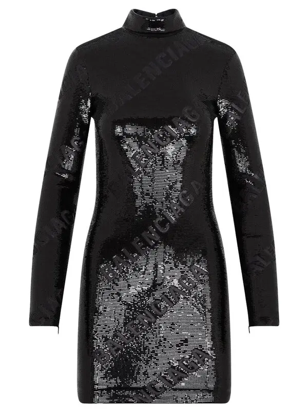 Balenciaga Turtleneck Dress - Black
