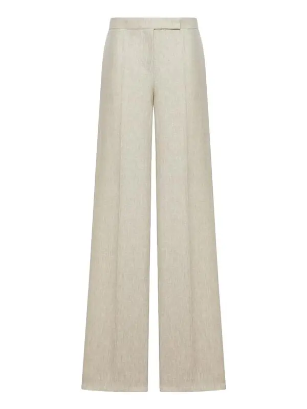Max Mara Wide Linen Drill Trousers - Multicolor