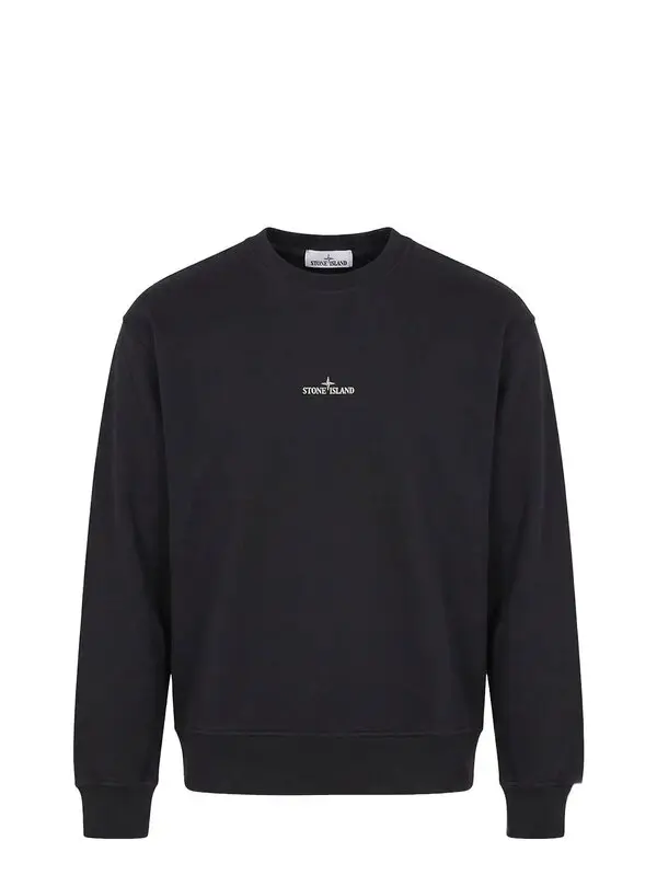 Stone Island Oversized-fit Crewneck Sweatshirt With Blurred Compass Print - Black