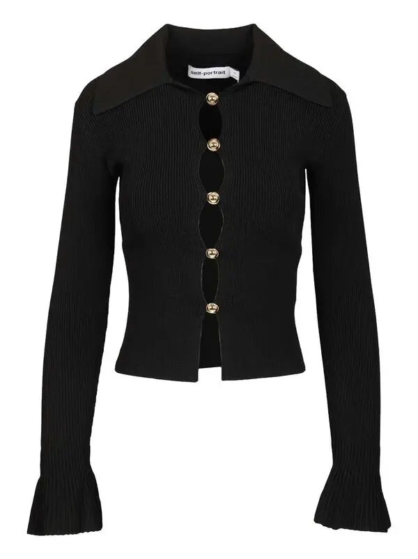 SELF-PORTRAIT Button-up Sweater - Black